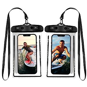 YSSOA Waterproof Cell Phone Pouch Case 2 Pack Universal Waterproof Phone Dry Bag iPhone 13 12 11 Pro Max Mini XS Max XR X 8 7 6S, Samsung Galaxy, Up to 7.0'', Black