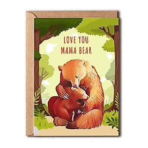 EdgarGifts Love You Mama Bear - Mama Bear Cute Mothers Day Card Adorable Mama Mother's Day Card Birthday Card For Mum