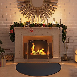 Svepndic 46 x 26 Fireplace Hearth Mats Fire Resistant Half Round Fireproof Fireplace Mat Black Fire Retardant Pad Fireplace, Protect Floors Patio from Sparks Embers