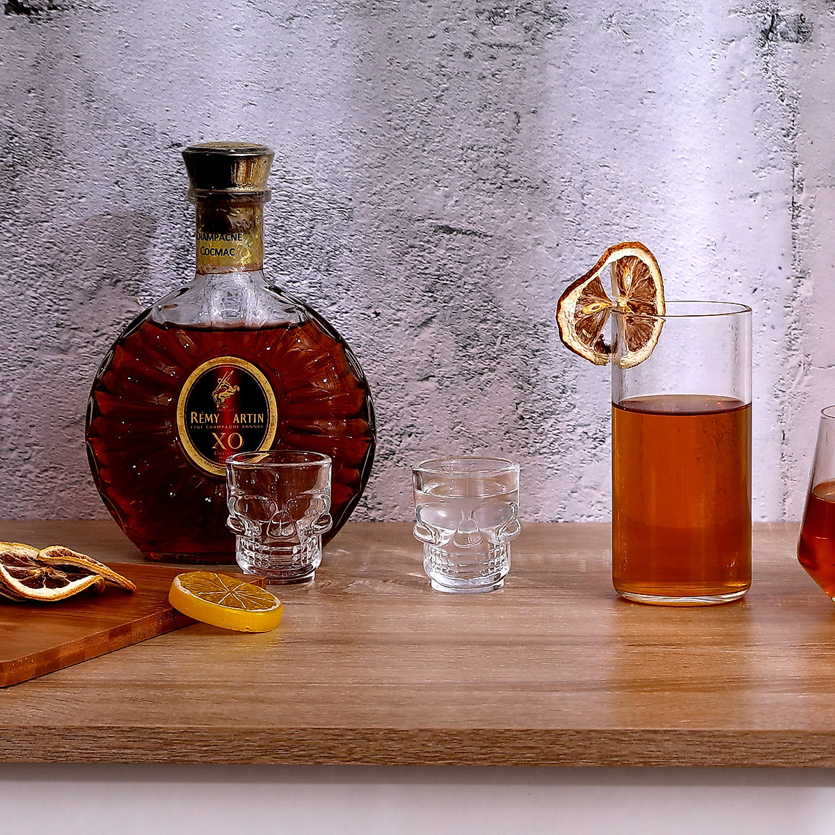 AOLDHYY FFORYILLUMI 1.5 Oz Shot Glass, Skull Face Heavy Base Shot Glass Set, Whiskey Shot Glass 24-Pack for Party, Wine, Whiskey, Tequila, Cocktail, Beverage, Bar Decor