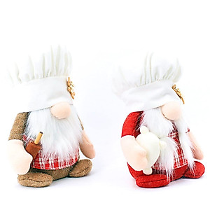Yeahii Chef Gnome Plush Doll Cloth Handmade Baker Decoration for Tiered Tray Shelf Table Party Wedding Home Garden Ornament (A+B)