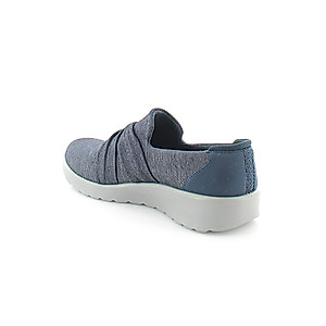 BZees Women's Glimmer Slip-Ons Loafer, Navy Blue Shimmer, 6 Wide