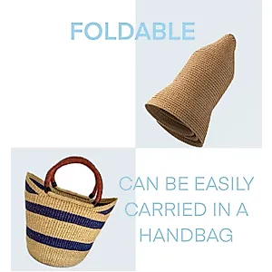 Lightbird Women's Straw Bucket Hat Beach Hat Foldable Summer Travel Sun Caps Outdoor Fisherman Hat Brown