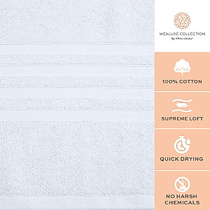 Wealuxe White Bath Towels 27x54 Inch, Cotton Towel Set for Bathroom, Hotel, Gym, Spa, Soft Extra Absorbent Quick Dry 4 Pack