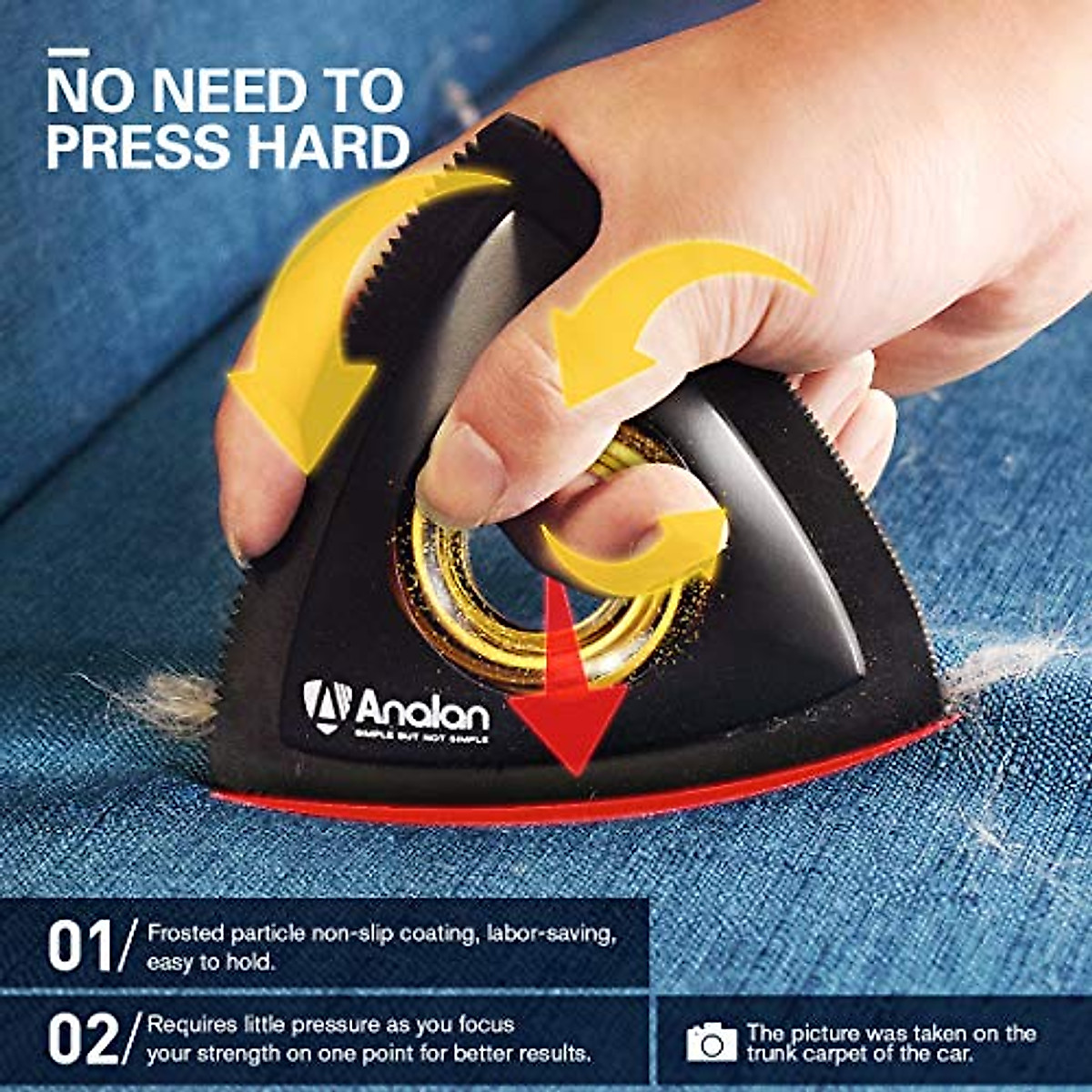 Analan Mini Pet Hair Remover for Car Detailing Supplies, Carpet Dog Hair Remover for Car Interior, Triangle Dog Hair Remover for Auto Detailing, Couch, Furniture, Lint, Carpet (Dark Green)