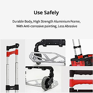 Easy Pocket Hand Cart Plus, Stair Climbing Shopping Cart by ROTIHOMESYS, Folding Hand Truck, Foldable for Easy Storage and Low Noise Swivel 6 Castors, 150LBS Weight Capacity with Telescoping Handle