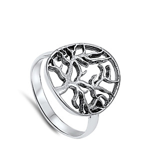 Women's Tree of Life Fashion Ring New .925 Sterling Silver Band Size 8
