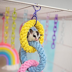DONGKER Sugar Glider Hanging Climbing Toys,Hanging Three-Ring Swing Cage Toy for Sugar Glider Ferret Hamster Squirrel Chinchilla Parrots Climbing Exercising