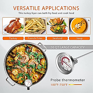 VIVOHOME 30 Qt. Aluminum Turkey Deep Fryer Pot with Injector Thermometer Kit and 54, 000 BTU Outdoor Propane Stove Burner Stand for 20 Lbs Turkey