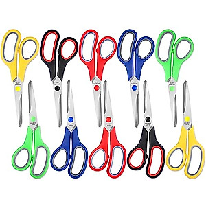 Scissors, BURVAGY 8" Scissors,Ultra Sharp Multipurpose Blade Shears,Comfort-Grip Handles, Sturdy Sharp Scissors for Office Home School Sewing Fabric DIY Craft Supplies,10-Pack