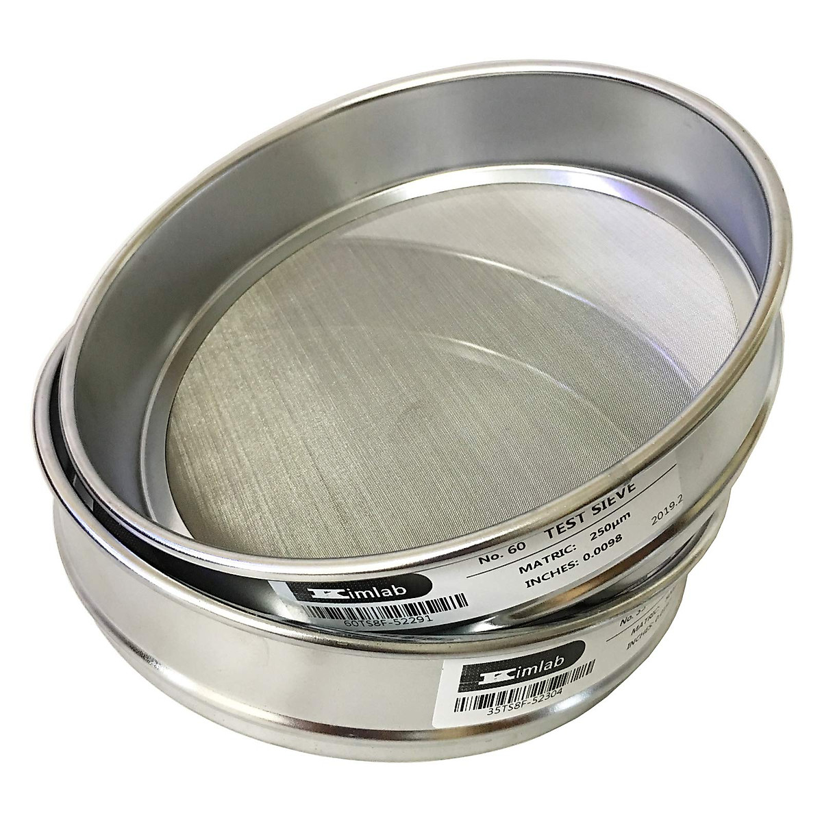 KimLab Economy 8 Pcs Test Sieve with Lid and Pan,#5,#10,#35,#60,#120,#230 Mesh Size,304 Stainless Steel Wire Cloth, 8" Diameter