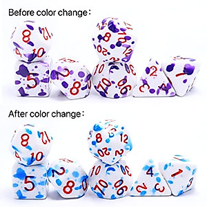 DND Game Dice Set Polyhedral - IDTQ Dungeons and Dragons Color Changes with Temperature Purple Red White Black Blue Yellow Green Dice Set RPG MTG Table Games 6sets D4 D6 D8 D10 D12 D20