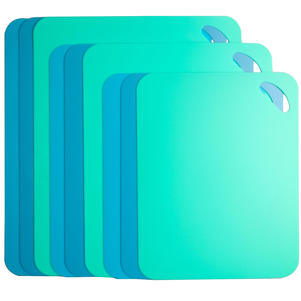 Plastic Flexible Cutting Mats for Kitchen, 3pcs Color Coded Chopping Board Set, Cutting Board Sheet for Kitchen Cooking, Dishwasher Safe（14.6x11.6"）