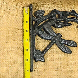4 Dragonfly Plant Hook Hangers Cast Iron Antique Style Rustic Farmhouse Hanging for Mudroom, Coat Hook, Purse Rack, Hat Hooks