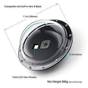 GEPULY Dome Port for GoPro Hero 8 Black, Dome Port Lens with Waterproof Housing Case Shutter Trigger Floating Hand Grip for Hero 8 Black Snorkeling Diving Underwater Photography