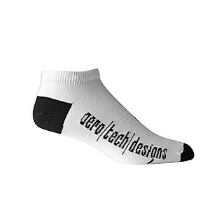 AERO|TECH|DESIGNS | Coolmax Athletic Socks | Low-Cut No-Show | Adult Unisex | X-Large | White