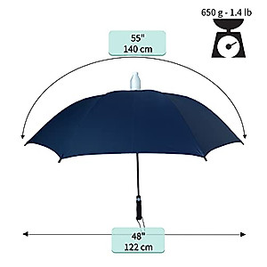 Innovate Golf Umbrella – Telescopic Cover Attachment – Fibreglass Frame – Automatic Open Button – Windproof – UV Protection with Blackout Shade – Large Canopy – Non-Drip – Quick Drying (Oxford Blue)