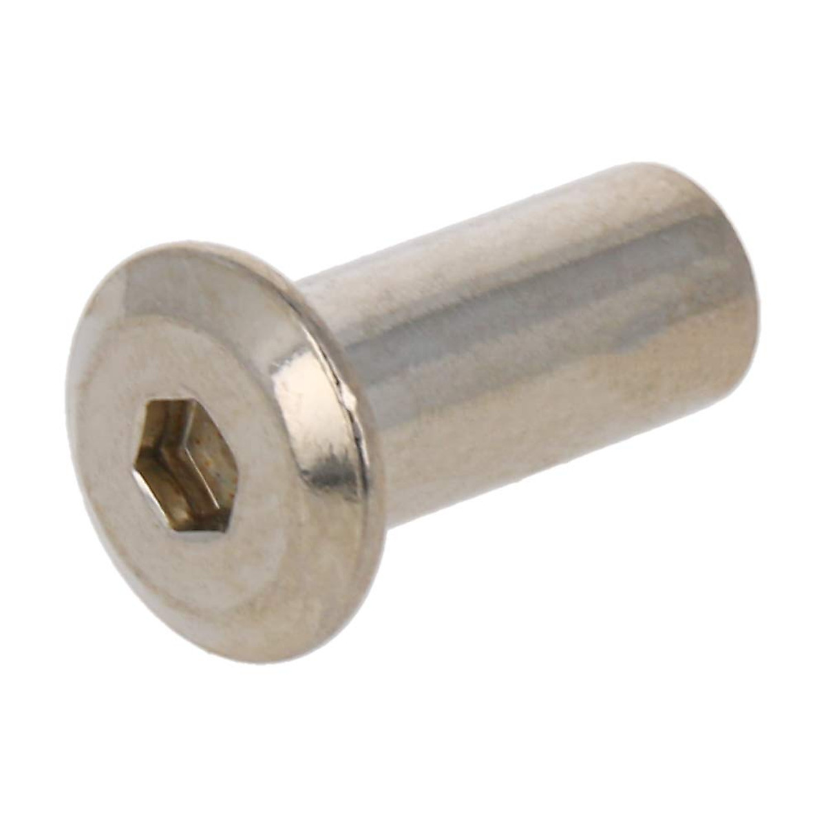 MroMax M6x17mm Nickel Plated Iron Insert Nut Rivet Hex Socket Head Nuts Screw Post Mounting for Furniture Installation Nickel Tone 20Pcs