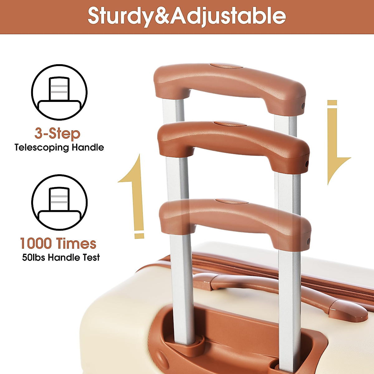 Merax Luggage sets of 3 Piece Carry on Luggage Airline Approved,Hard Case Luggage Expandable Checked Luggage Suitcase Set with Wheels(White)