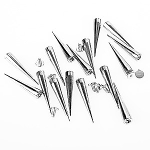 30PCS 40MM Spike and Studs Silver Cone Spikes Punk Bullet Large Leather Rivets Screwback Studs Screw on Cone for DIY Craft Clothing