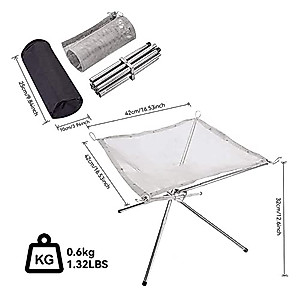 LIUXUEFE Stainless Steel wo-od-Burning Fire Pit Frame, Foldable Fire Frame, Outdoor Barbecue Grill (Color : Medium)