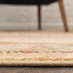 Unique Loom Fars Collection Modern Classic Tribal Inspired Design with Border Area Rug, Rectangular 9' 0" x 12' 0", Tan/Light Blue