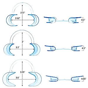 JMU Dental Cheek Retractor Mouth Opener for Teeth Whitening C Type Autoclavable, Clear Blue (Large,Small,Medium Pack of 3)