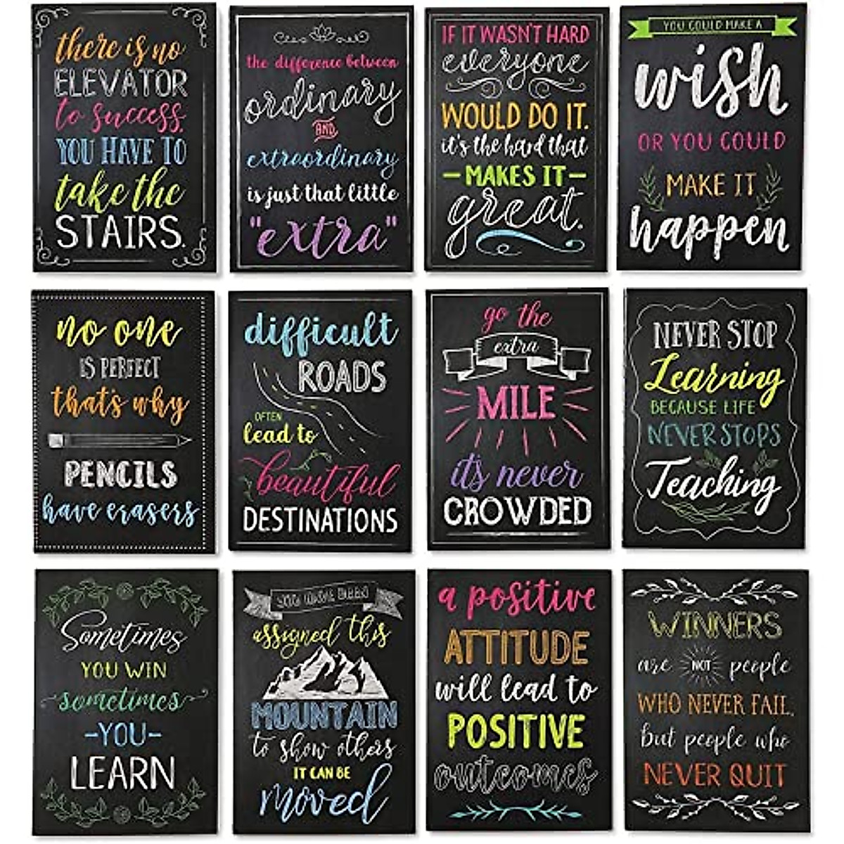 12-Pack Small Inspirational Notebooks with Growth Mindset Quotes, Motivational Pocket Journal Notepads for Students, Kids Party Favors, School, Office (3.5x5 in)