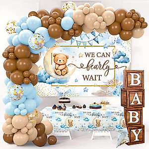 DataMoon We Can Bearly Wait Baby Shower Decorations - Baby Boxes with Letters,Boho Balloons,We Can Bearly Wait Backdrop,Tablecloth for Teddy Bear Baby Shower,Birthday Supplies,Gender Reveal