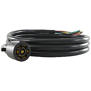 Conntek 10110-072 ROJ Black 7 Way Plug Inline Trailer Cord (6-Feet)