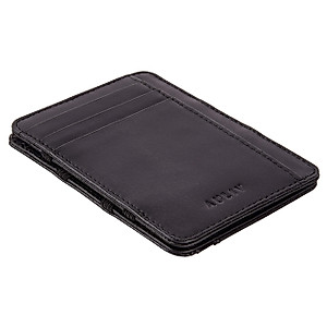 AULIV Card Holder Leather Magic Wallet RFID Blocking Slim Minimalist Front Pocket Credit Card Case for Men Women (Black)