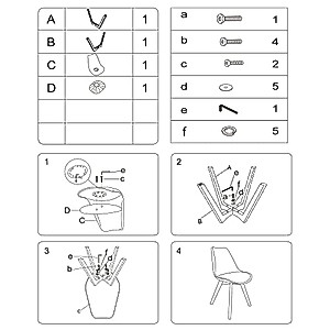 CangLong Modern Dining Chair Set, Soft Padded Shell Chair with Wood Legs for Kitchen, Dining, Bedroom, Living Room - Set of 4, White