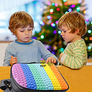 Fidget Backpack for Boys Girls Pop-On-It Backpack for School Silicon Pop Bubble Book Bags for Kids Teenagers with Padded Bottle Side Pockets