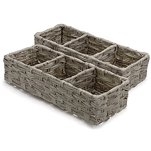 BROOKSTONE, [2 PACK SET] Wicker Storage Basket, Boho Organization and Storage Container, Decorative Shelf Bin, Over the Toilet Paper Reserve, Suitable for Any Home Décor Style