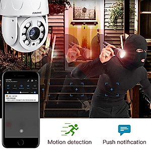 Funxwe 5MP 30X Optical Zoom WiFi Security PTZ Camera ​Wireless Wired CCTV Surveillance with Onvif Two Way Audio, Motion Detection Auto Tracking, Color Night Vision 330ft