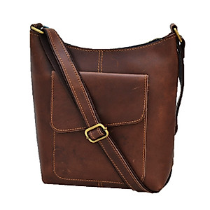 URBAN DEZIRE Genuine Leather Handmade Vintage Cross-body Sling Shoulder bag for Women (Brown, Medium)