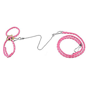 SALUTUYA Small Animal Harness Leash, Squirrel Traction Rope Adjustable Hamster Harness Lightweight for Sugar Glider Squirrel Hedgehog(Pink)