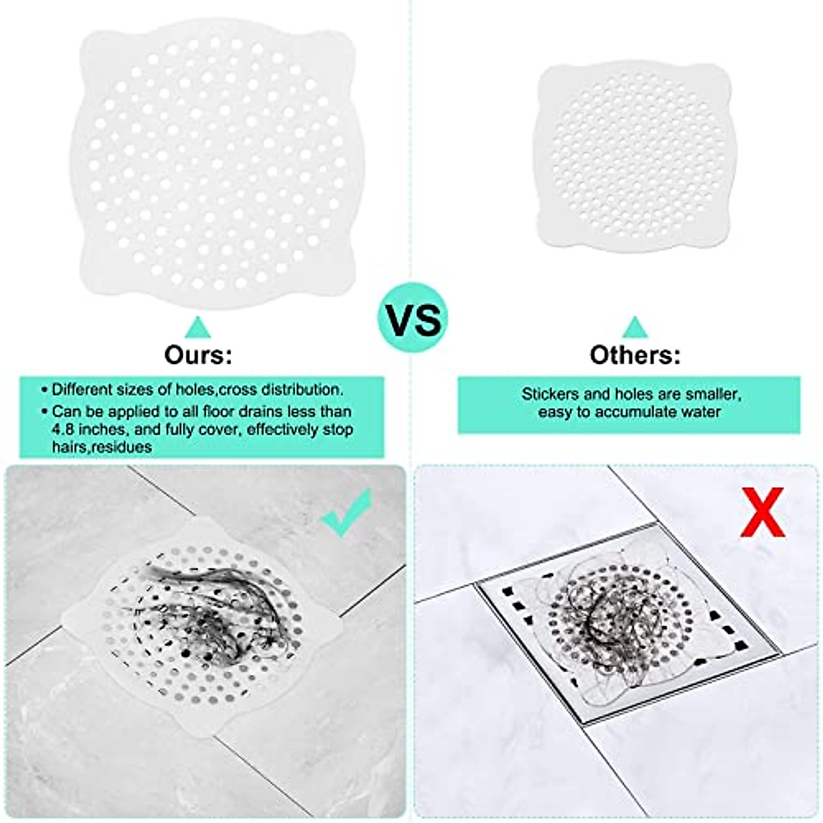 Shower Drain Hair Catcher,Disposable Mesh Stickers for Bathroom,Bathtub,Sink Strainer Captures Hair to Prevent Clogging, Drain Covers Full Coverage 30 Pieces