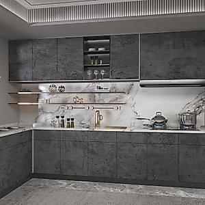 16"×354" Grey Blue Concrete Contact Paper 3D Extra Thick Faux Cement Concrete Wallpaper Peel and Stick Vinyl Textured Removable Adhesive Sticky Wall Tile Sticker for Kitchen Countertop Gym Bathroom