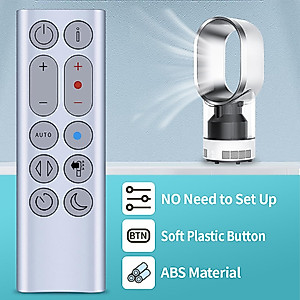 Replacement HP04 HP05 HP06 HP09 Fan Remote Control for Dyson Pure Hot + Cool Heater Fan Air Purifying/Heater（Color: Silver）