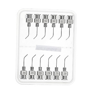 PATIKIL Bent Blunt Tip Dispensing Needle 25G, 12 Pcs 0.51 Inch Stainless Steel Liquid Dispenser Bent Flow Needles with Lure Lock for Refilling Liquid Inks Adhesives Glue