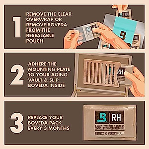Boveda Brushed Aluminum Humidity Pack Holder – For Use With One Size 60 Boveda Pack (Sold Separately) - Space Saving - Includes Magnetic and Removable Tape Mounting Kits – 1 Count