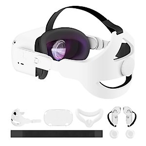 MASiKEN 6-in-1 Accessories for Oculus Quest 2 Head Strap Replacement Kits, VR Shell,Controllers Cover,Face Cover, Release Face Squeeze Comfort Wearing, Meta Quest 2 Easter Gifts (Bunny Set)