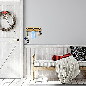 Picowe Key Holder Wall Key Rack Adhesive Bamboo Key Hooks Key Hanger Key Organizer for Wall for Kitchen Bathroom Mudroom Hallway Entryway