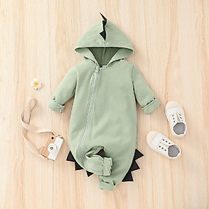 DDLUZQual Newborn Infant Baby Boys Girls Cartoon Dinosaur Halloween Thanksgiving Christmas Hoodie Romper Jumpsuit Outfits Clothes Gift 0-18M