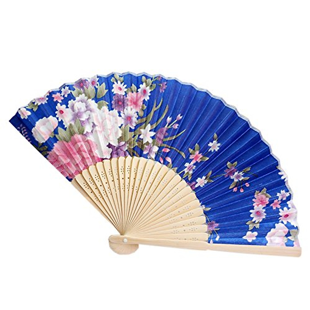 RAZZUM Decorative Folding Fans Summer Vintage Folding Bamboo Fan Chinese Style Hand Held Flower Fan for Dance Party Wedding Colorful Fan Decorations Fan (Color : J)