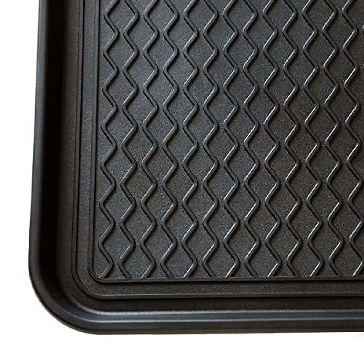 Stalwart 75-ST6012 All Weather Boot Tray-Water Resistant Plastic Utility Shoe Mat for Indoor and Outdoor Use in All Seasons (Black), Large