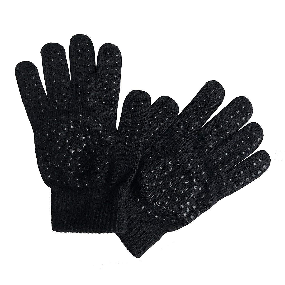 Great Soles - Reese Cotton Grip Workout Gloves for Yoga Pilates Workout Gym - Black/Black