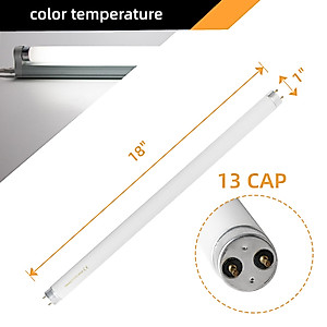 coospider-repta F15T8/DL 6500K 15W 18" T8 Fluorescent Linear Tube Bulb Daylight G13 Base 2 Pack