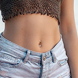 COCHARM 14k Gold Belly Button Rings 14G Saturn Yellow Gold Belly Rings for Women Dainty Belly Piercing Jewelry